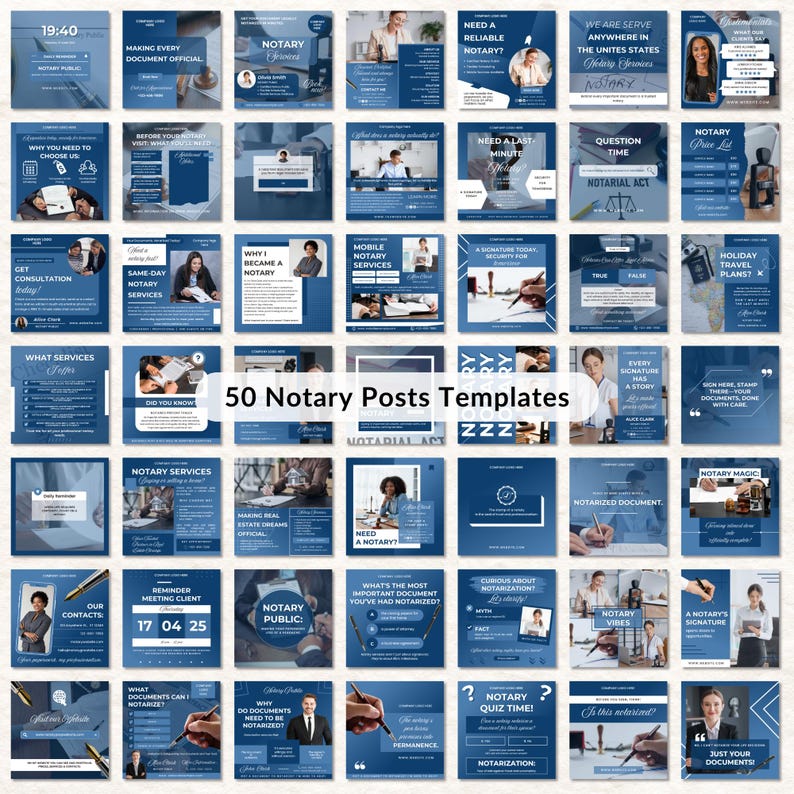 Notary Instagram Posts Bundle, Notary Social Media Templates, Notary ...