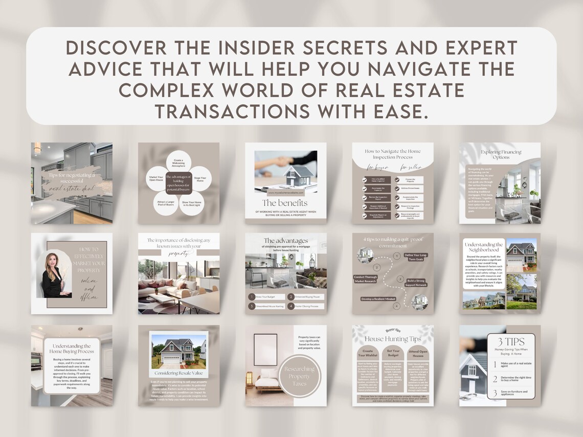 Real Estate Buyer & Seller Tips Posts, Realtor Instagram Tips Templates ...