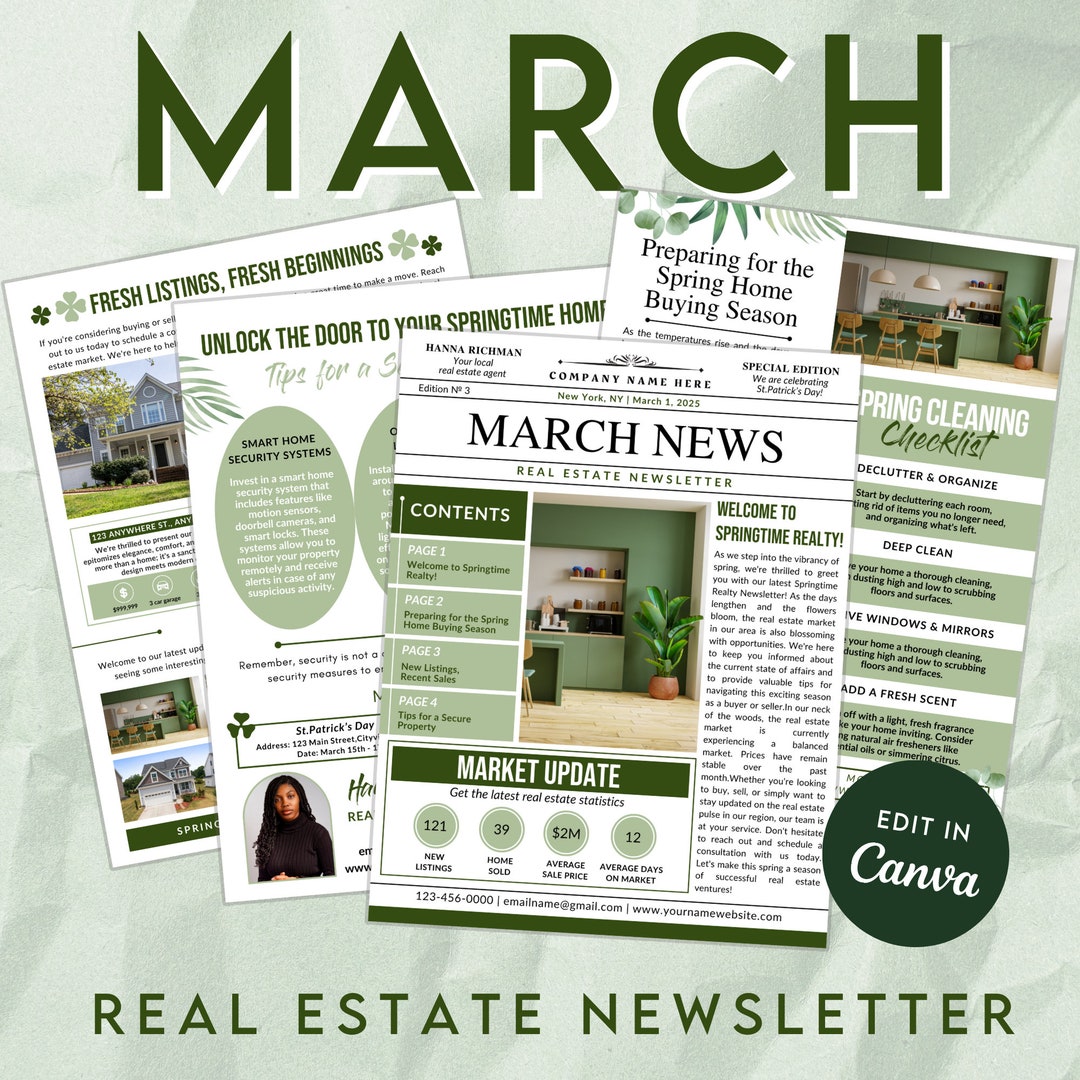 March Real Estate Newsletter, Realtor Marketing Newsletter, Spring ...