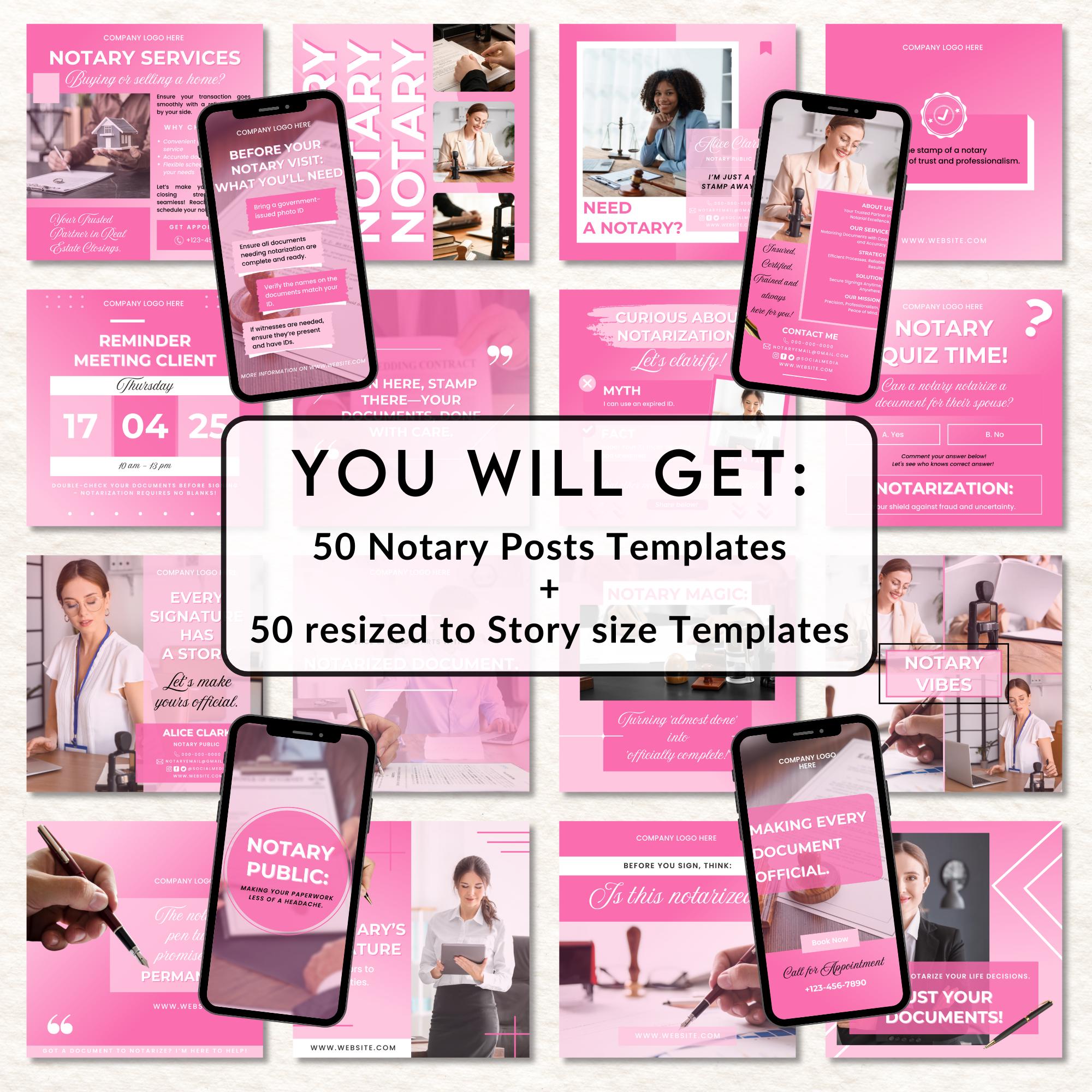 Notary Social Media Post Bundle, Notary Instagram Posts and Story ...