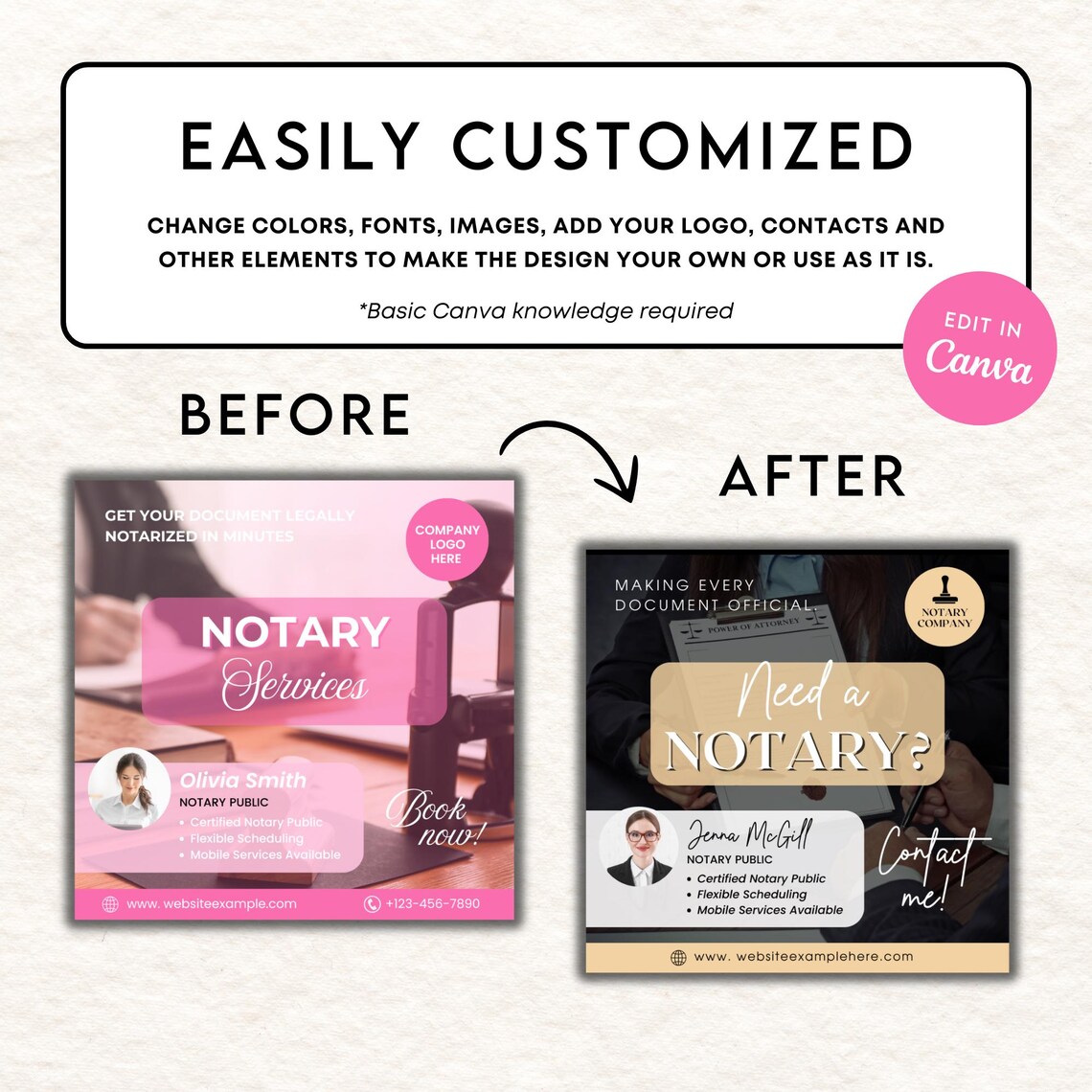 Notary Social Media Post Bundle, Notary Instagram Posts and Story ...