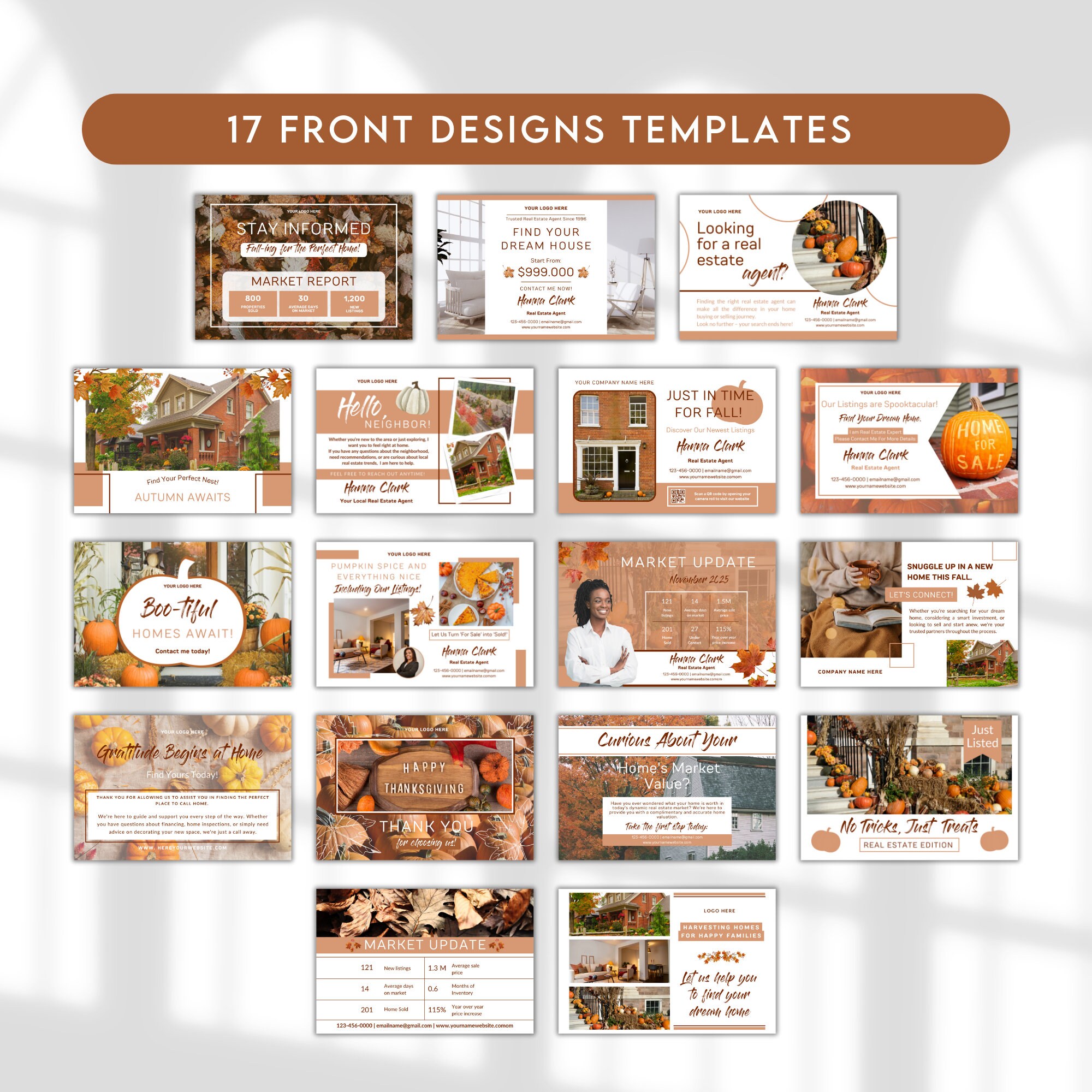 Fall Real Estate Postcards Templates, 25 Realtor Postcards Bundle, Fall ...