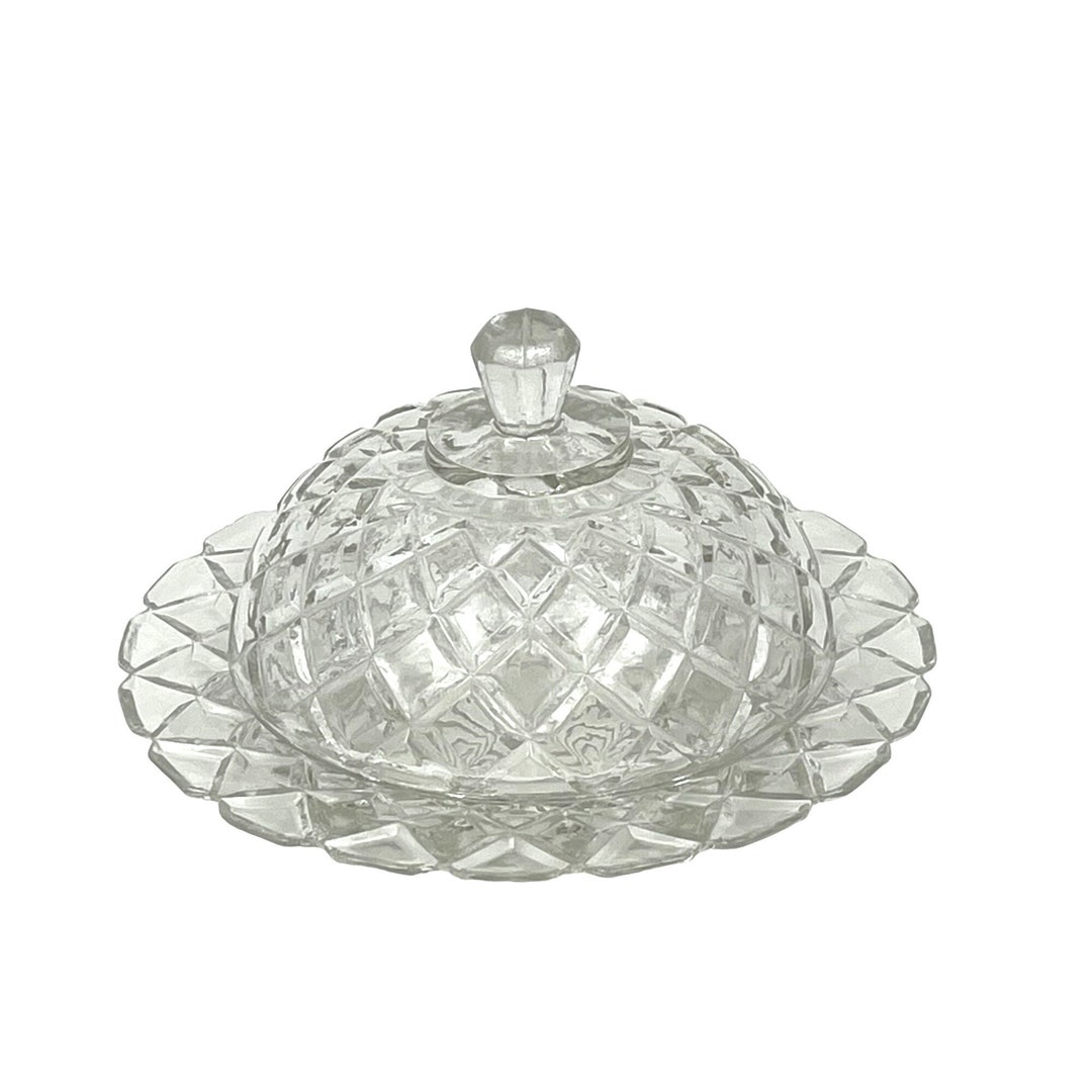 Vintage Clear Dome Covered Waterford Waffle Butter/cheese Dish Anchor ...