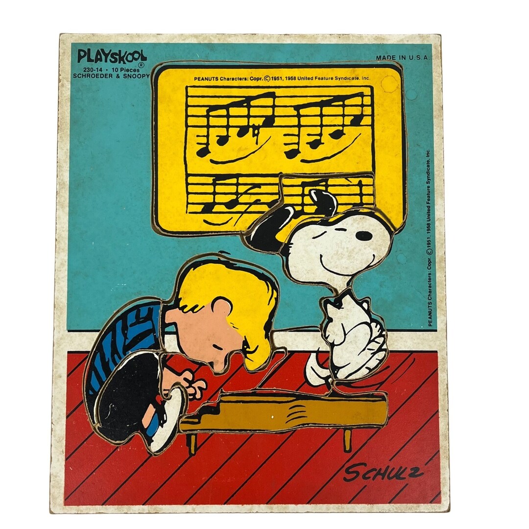 Vintage 1958 Playskool Peanuts Schroeder & Snoopy Wooden Puzzle - Etsy