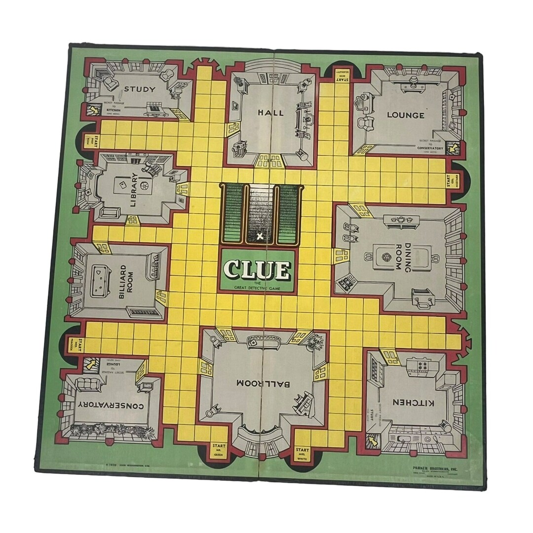 Vintage 1949 Clue the Great Detective Game Board Only John Waddington ...