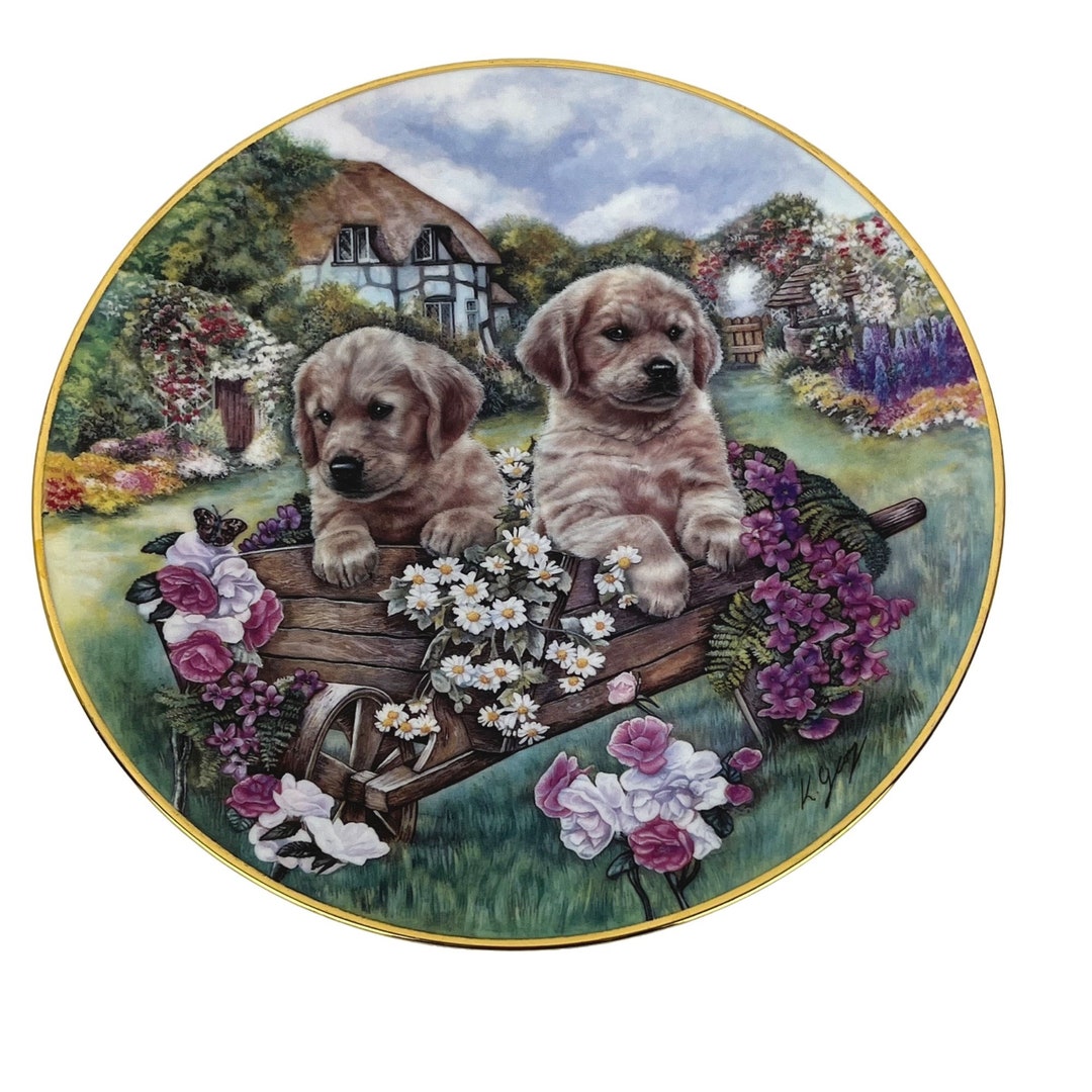 Hamilton Collection Cottage Puppies little Gardeners Plate Karen George ...