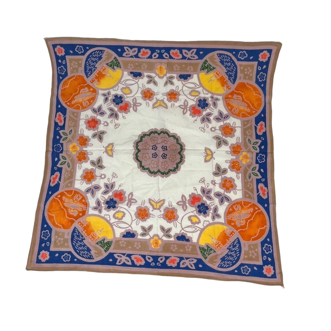 Vintage Card Table Cloth Boho Multicolor Floral Bird Print - Etsy