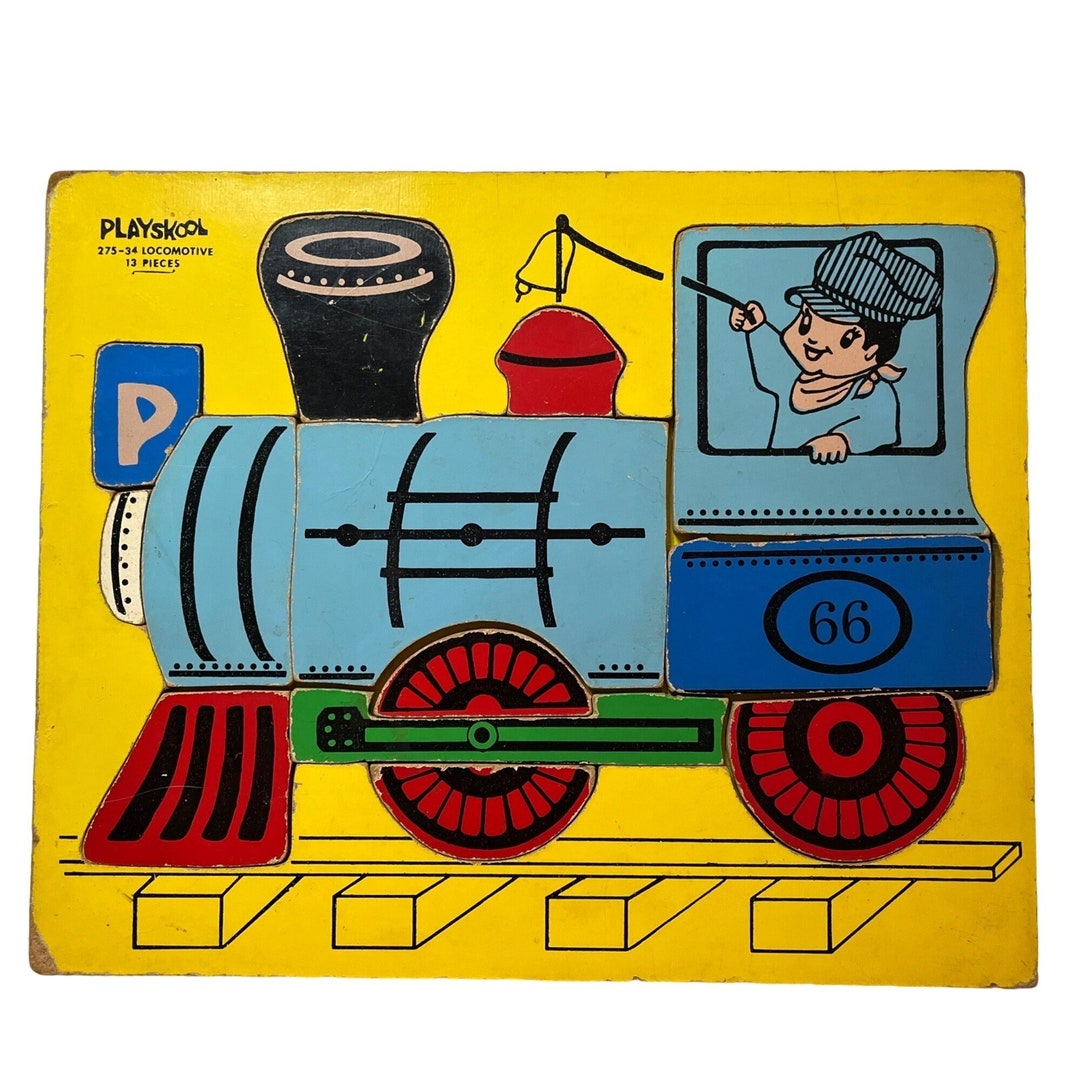 Vintage Playskool Wooden 13-pc. Locomotive Puzzle 275-34 - Etsy