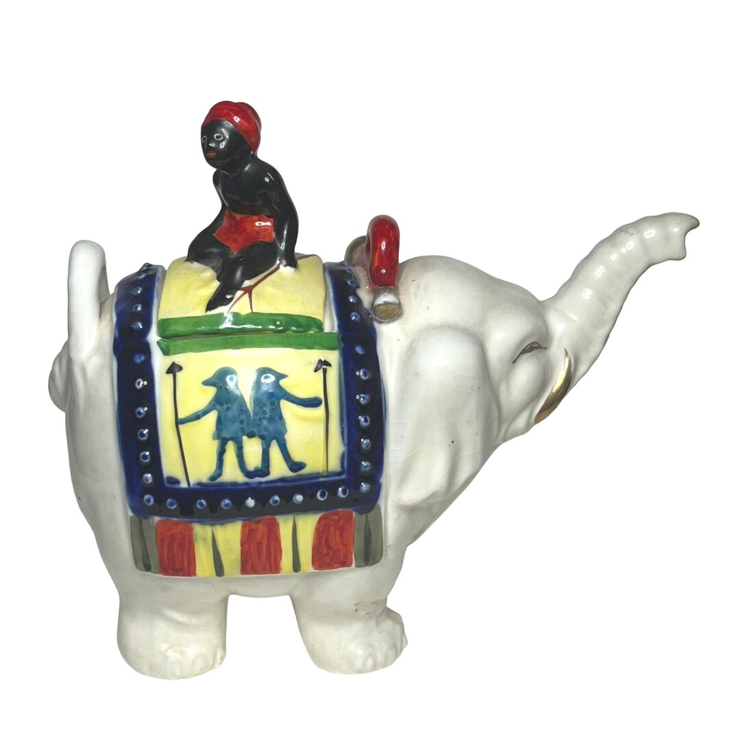 Vintage Japan Hand-painted Porcelain Elephant With Rider - Etsy