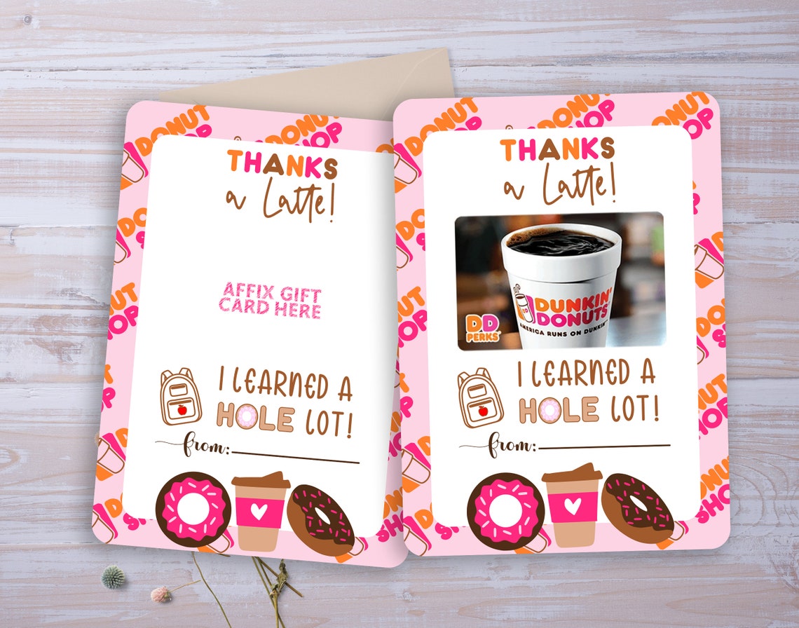 Thanks a Latte PDF Printable Gift Card Holder Teacher - Etsy