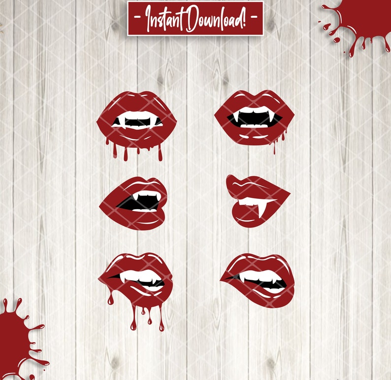 Sexy Vampire Lips Lips With Fangs SVG and PNG Set Lips | Etsy