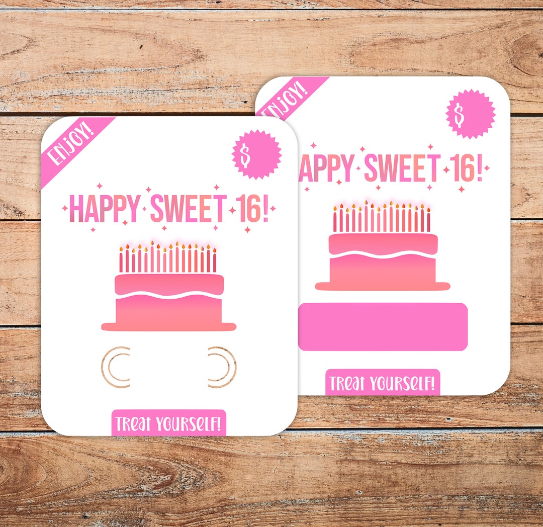 Sweet Sixteen Money Card, 16th Birthday Gift, 16th Birthday Card, Money ...