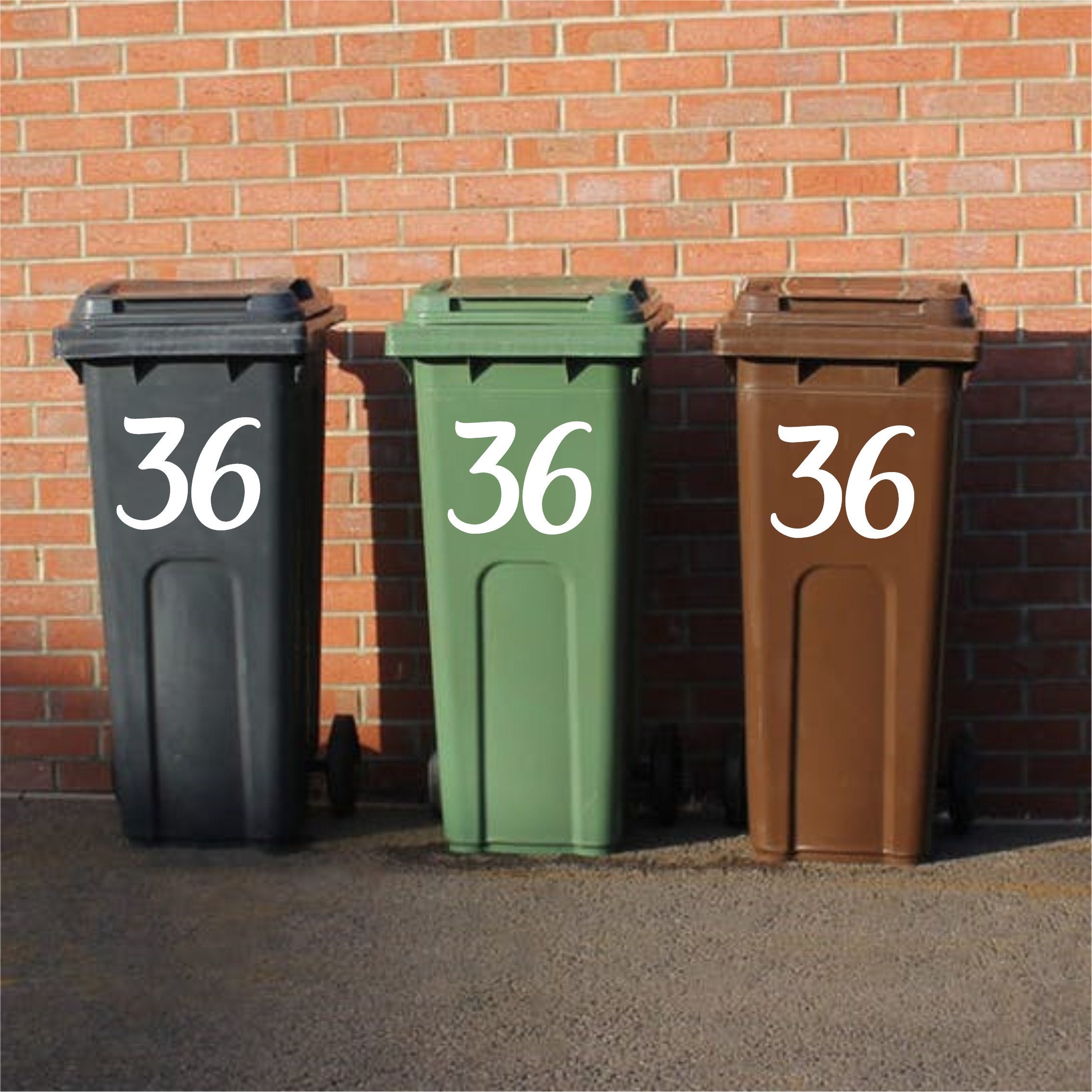 Wheelie Bin House Number Vinyl Stickers - Number Decals - Etsy UK