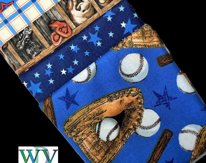 5 Piece Half Yard Bundle – Baseball Theme in Blue,white and Brown ...