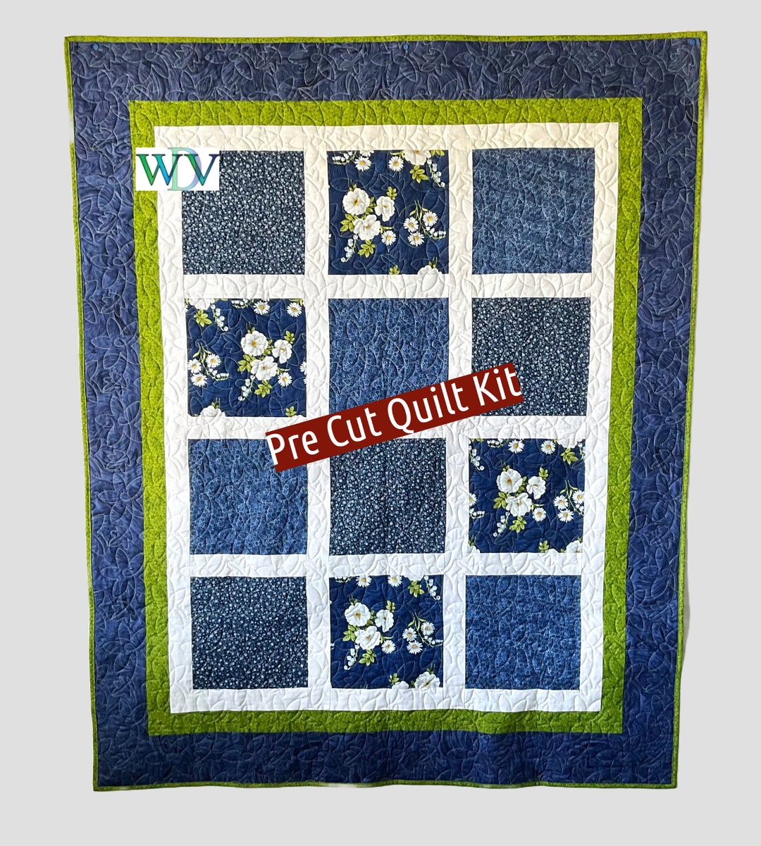 Pre Cut Quilt Kit - 50 X 60 Blue Kit - Beginner Friendly - Includes ...