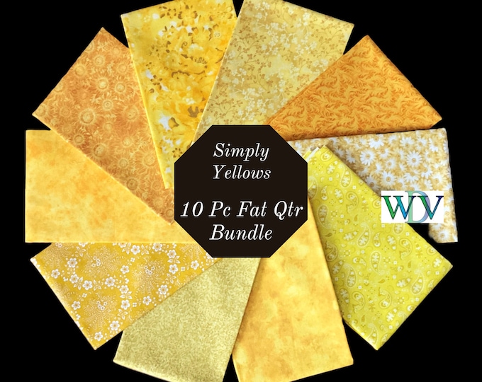 Yellow Fabric Fat Quarter Bundle - 10 Piece Cotton Quilt Squares - Etsy
