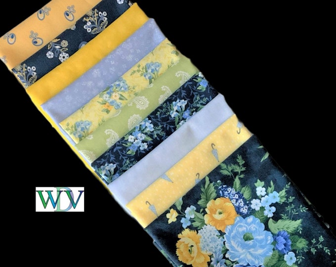 10 Piece Fat Quarter Bundle - Delft Splendor - With Shades of Blue and ...