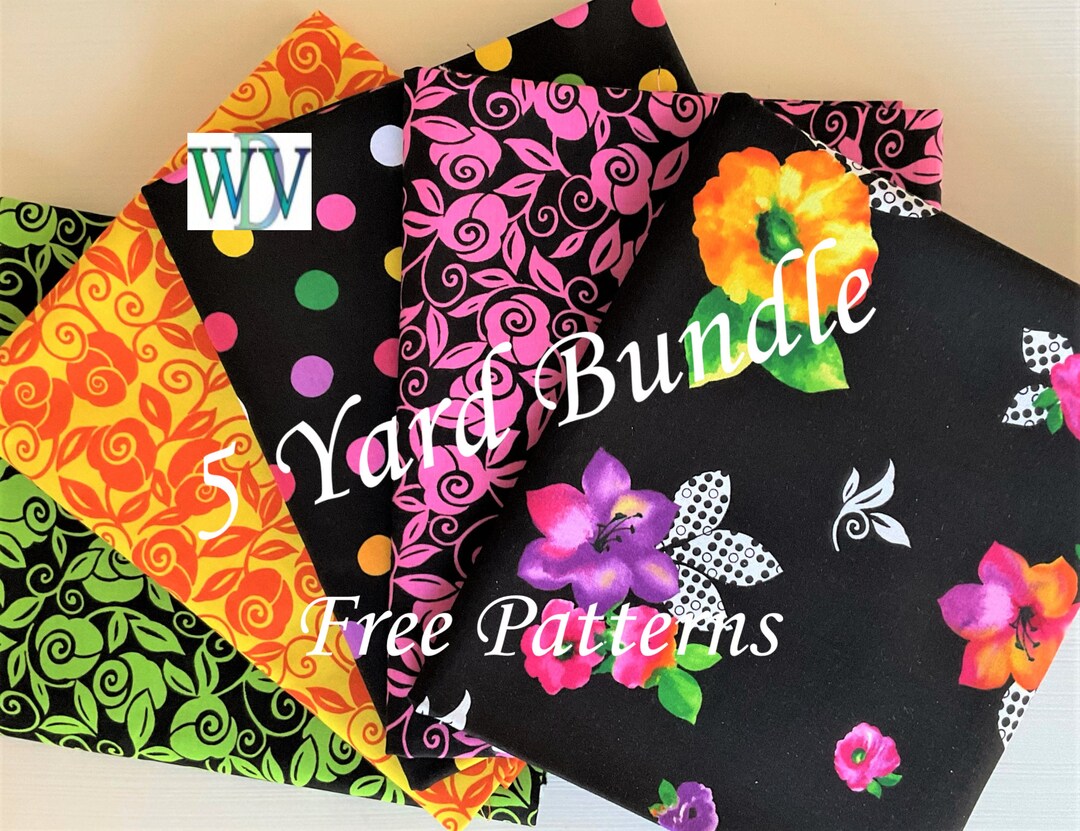 5 Yard Quilt Bundle Free Patterns With Purchase 5 Coordinating Fabrics ...