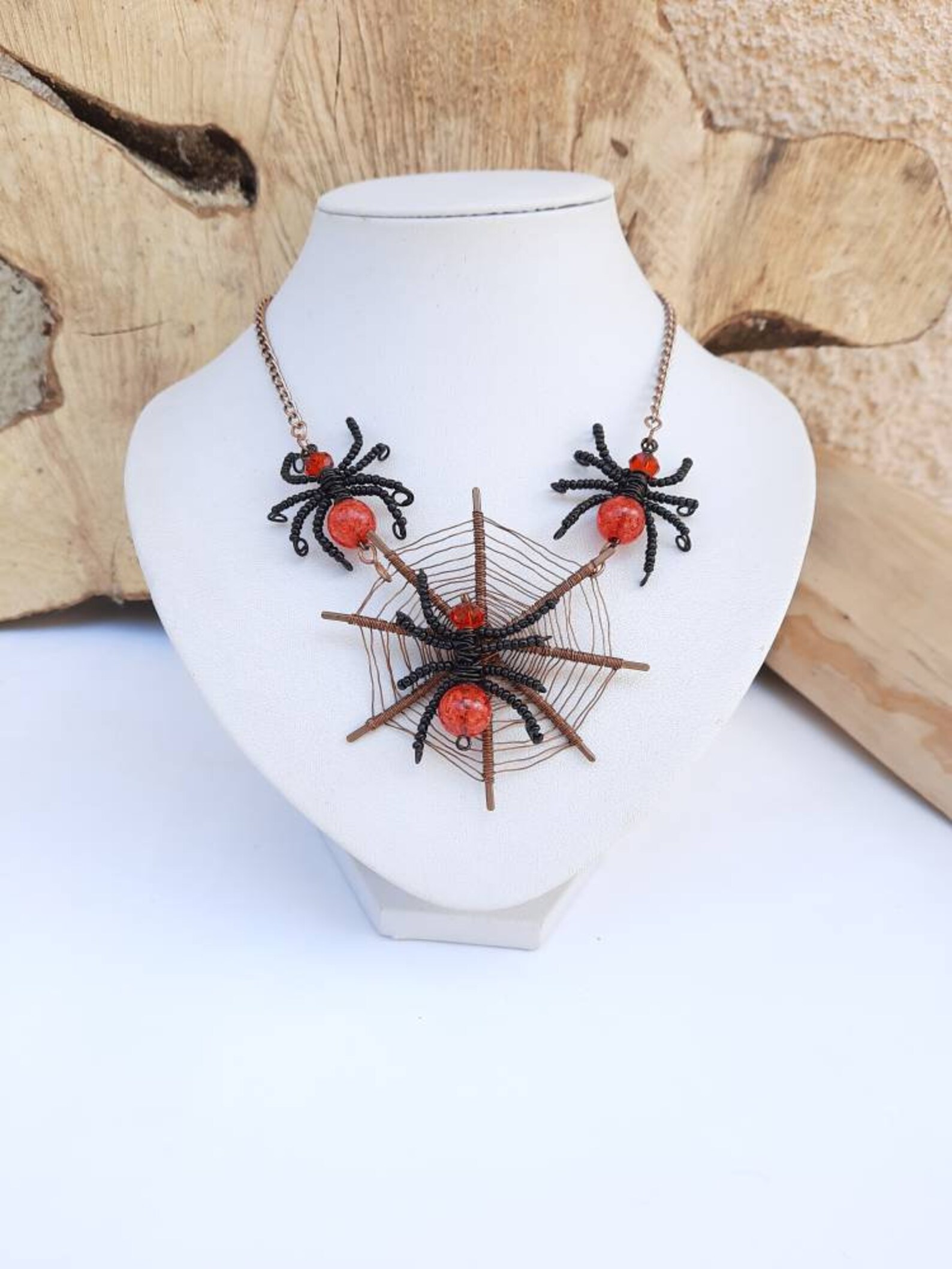 Spider Web Necklace Gothic Black Red Necklace Insect Necklace Witch ...