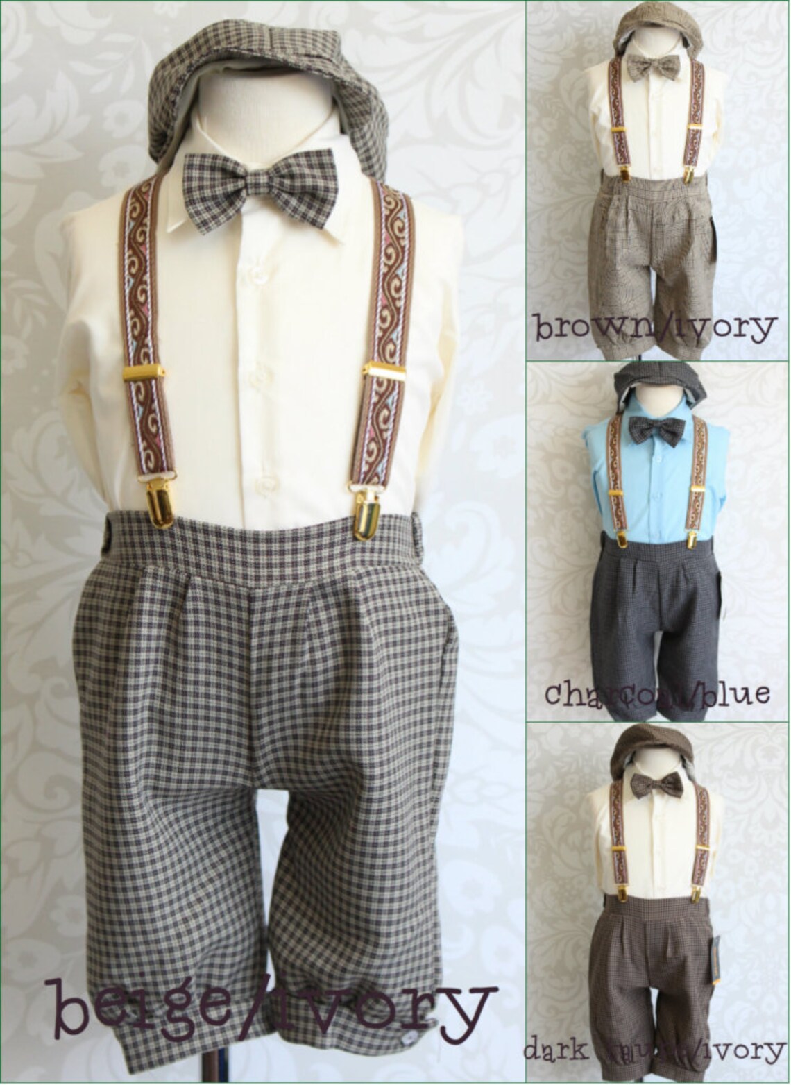 Fall European Style Boys outfit with Suspender and Shorts Set | Etsy