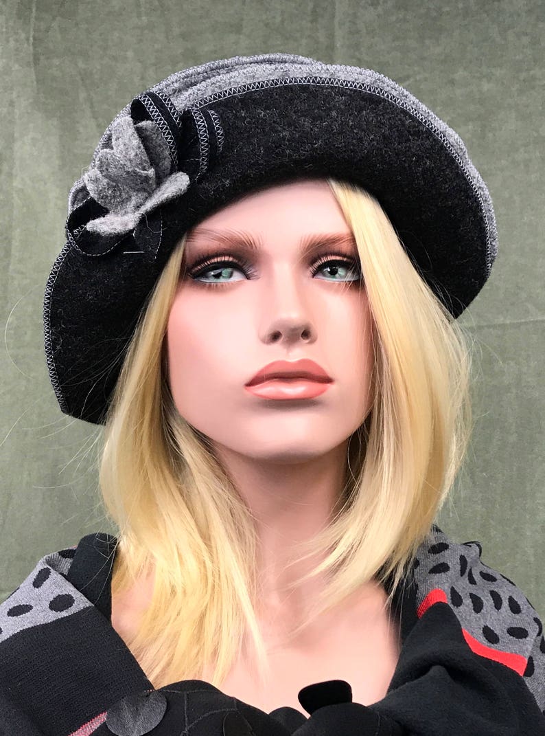 Jasmin Grey-black Hat. Women's Hat. Boiled Wool Winter Hat. - Etsy