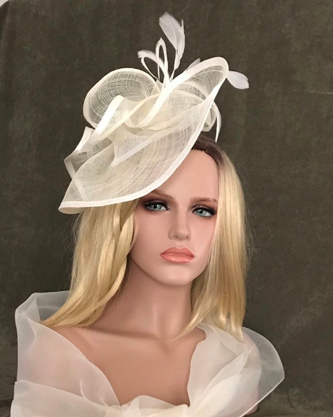 Ivory-white Safari Hat . Women's Hat. Wedding Ceremony Hat ...