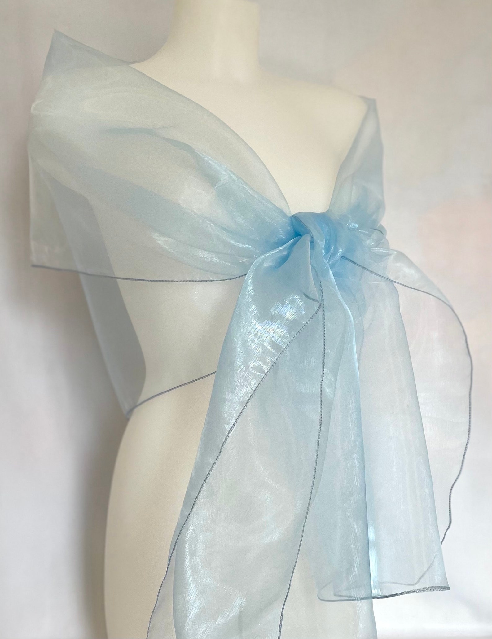 Sky Blue Organza Stole. Organza Shawl. Stole 250x75cm. Wedding Star ...