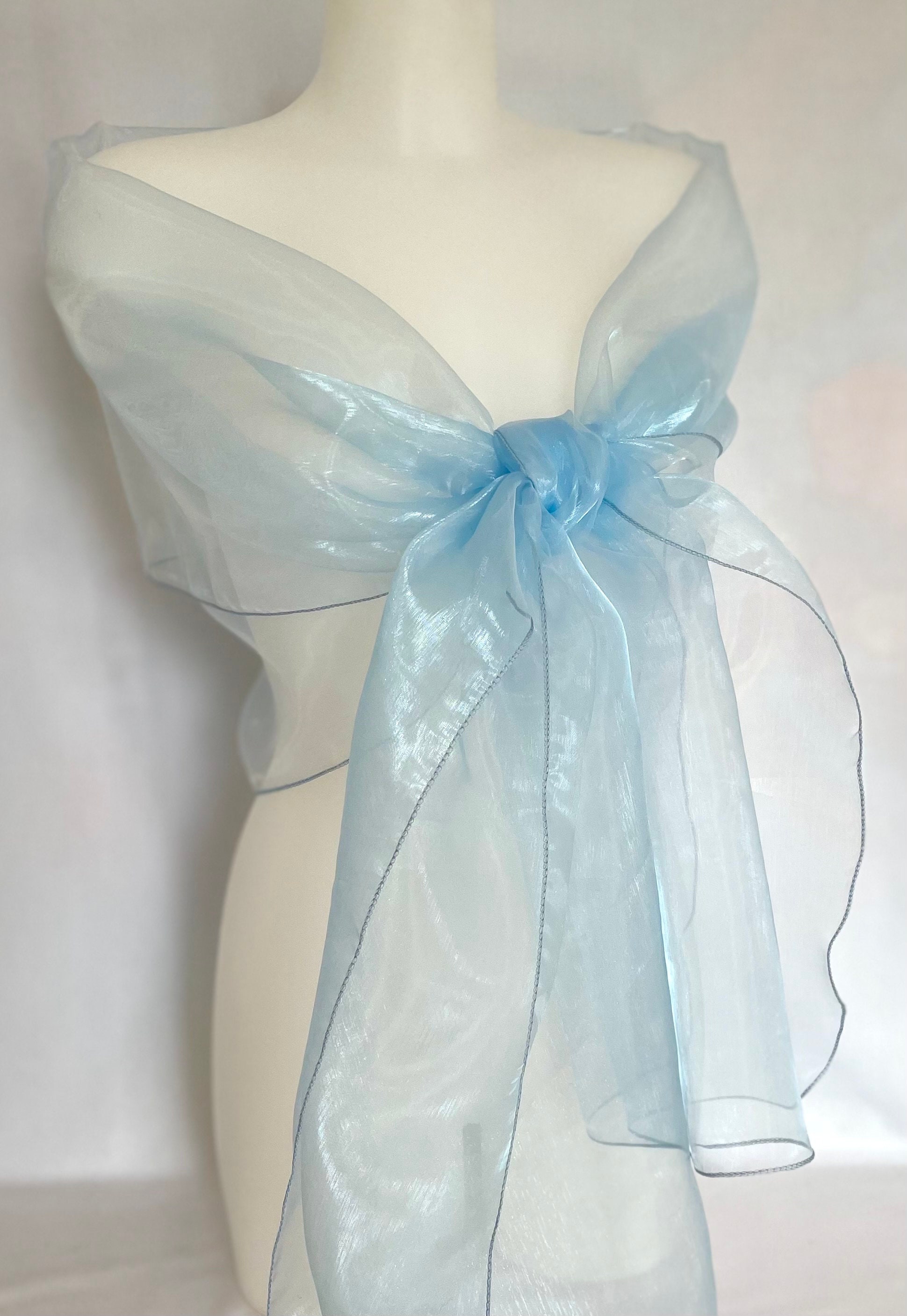 Sky Blue Organza Stole. Organza Shawl. Stole 250x75cm. Wedding Star ...