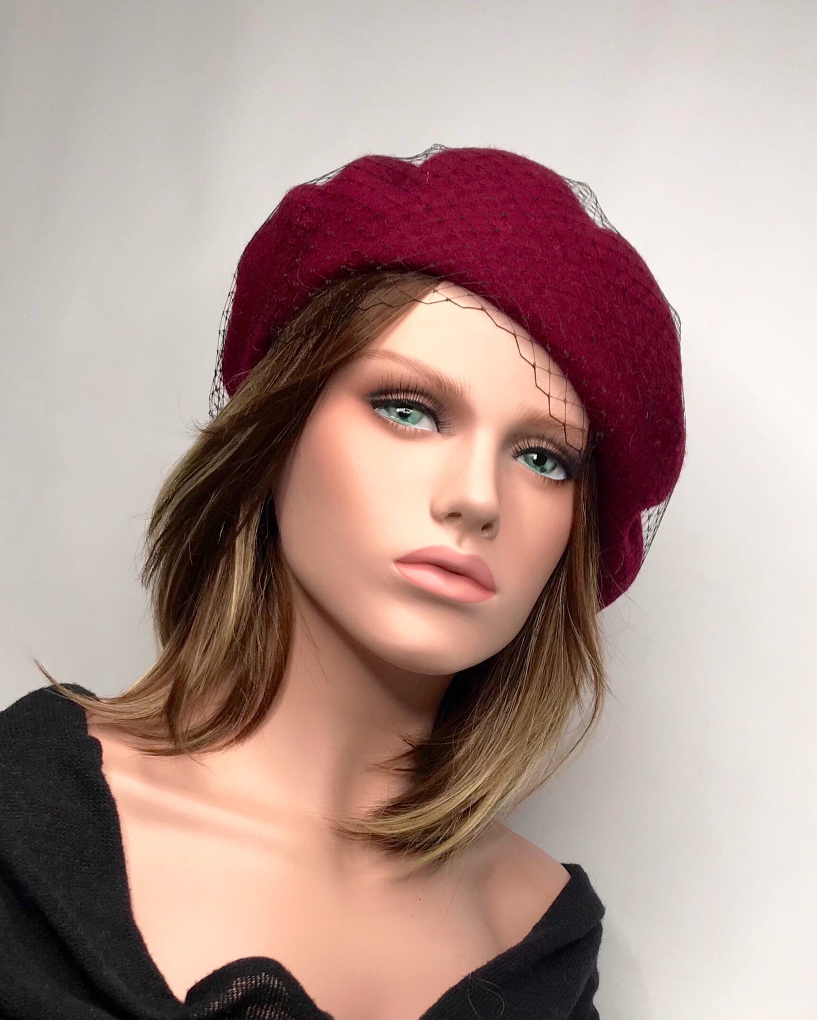 Women's Beret, Parisian Style, Burgundy. Parisian Beret. Wool Beret ...