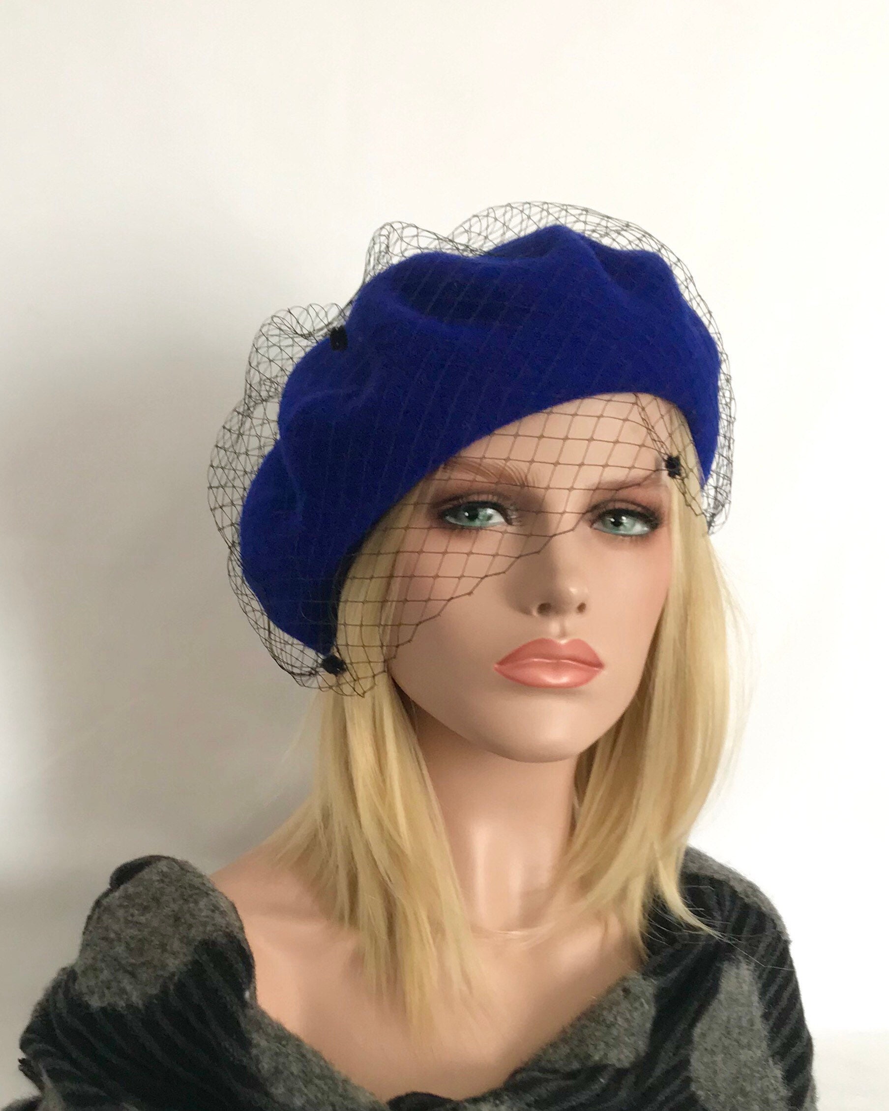 Béret Paris Bleu Royal . Chapeau femme . Bonnet d'hiver . Chapeau ...