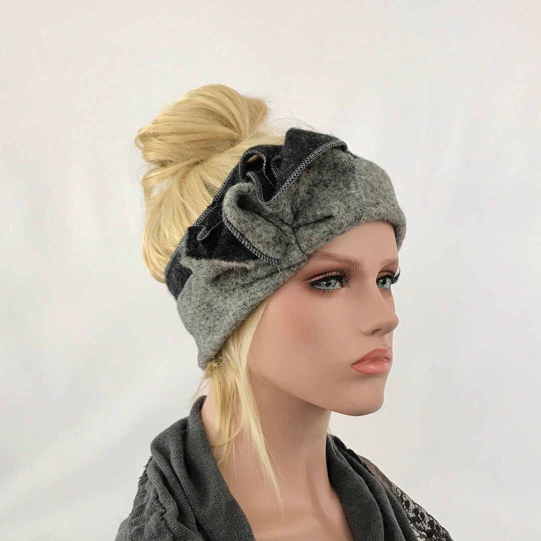 Anna Grey/black Headband. Hairband. Wool Ear Warmer Headband. - Etsy