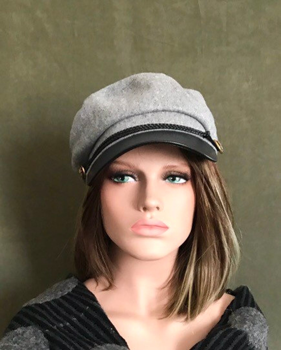 Gray Malte Women's Cap. Sailor Style Cap. Women's Hat. Wool Hat. Wool ...