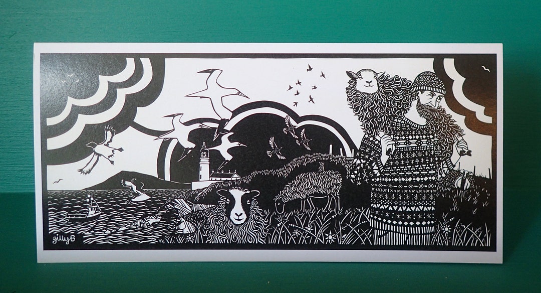 Blank Card Featuring a Crofter at Work With Sheep. - Etsy