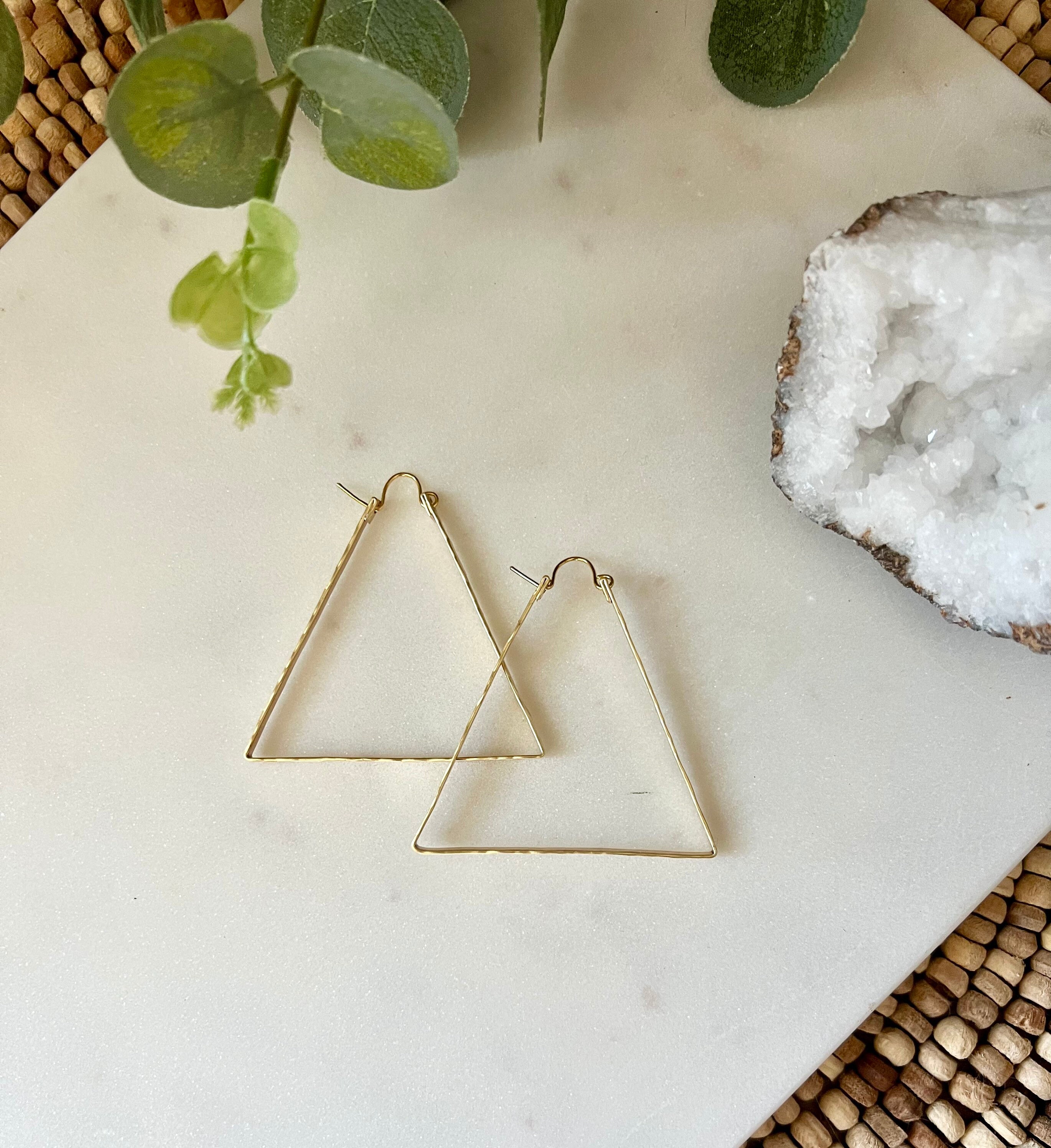 Triangle Hoop Earrings / Hoop Earrings / Gold - Silver - Rose Gold ...