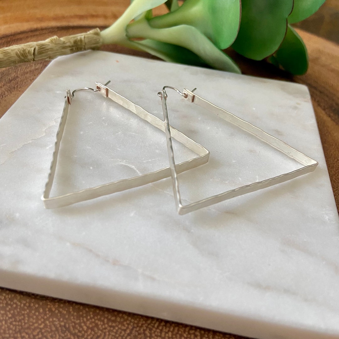 Triangle Hoop Earrings / Hoop Earrings / Gold - Silver - Rose Gold ...