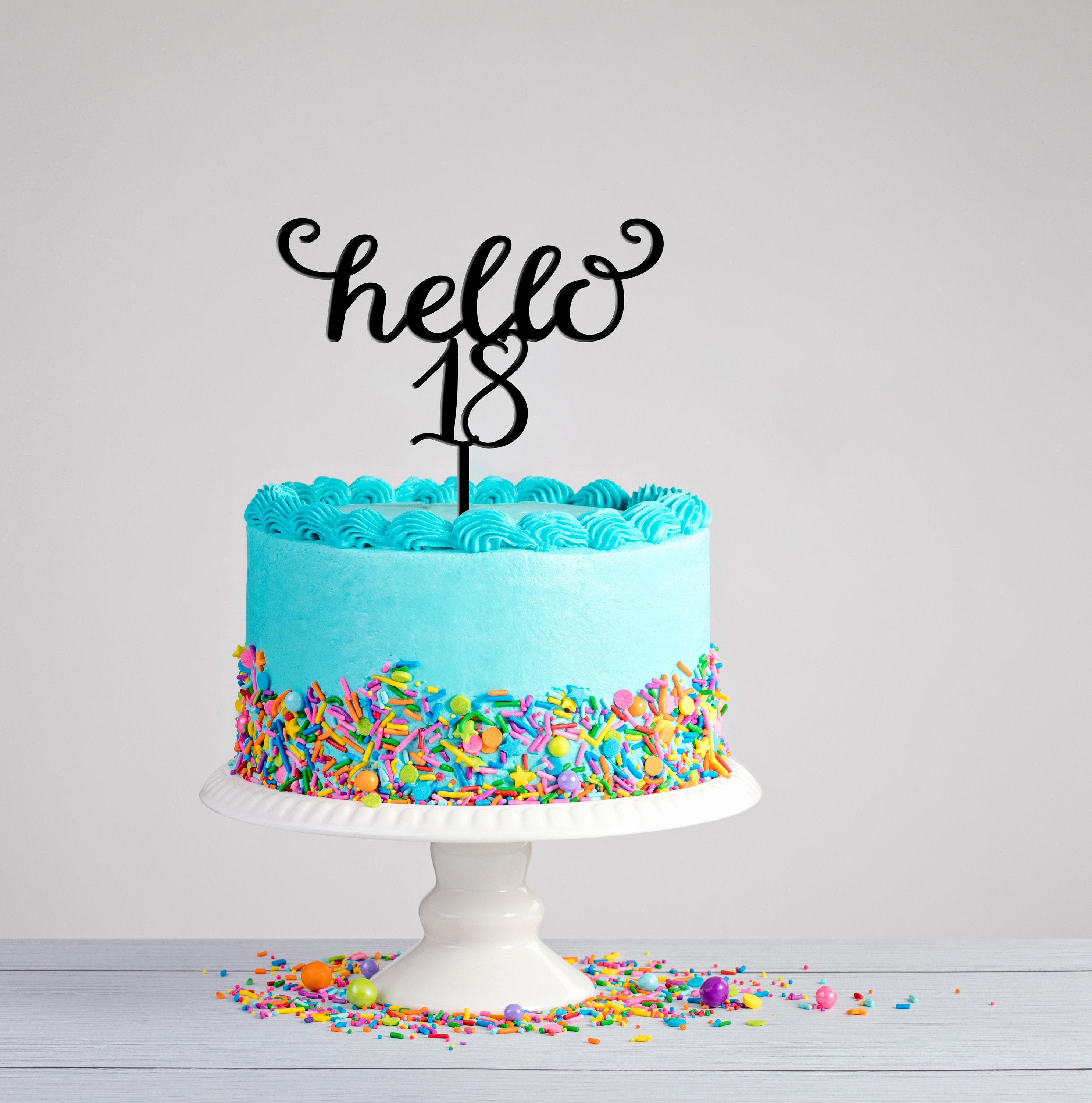 Hello 18 Cake Topper for 18th Birthday Milestone Birthday - Etsy