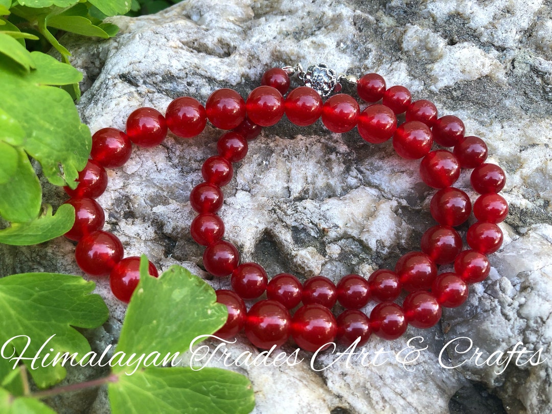 Red Jade Necklace/ Dyed Crimson Red Natural Jade Necklace - Etsy
