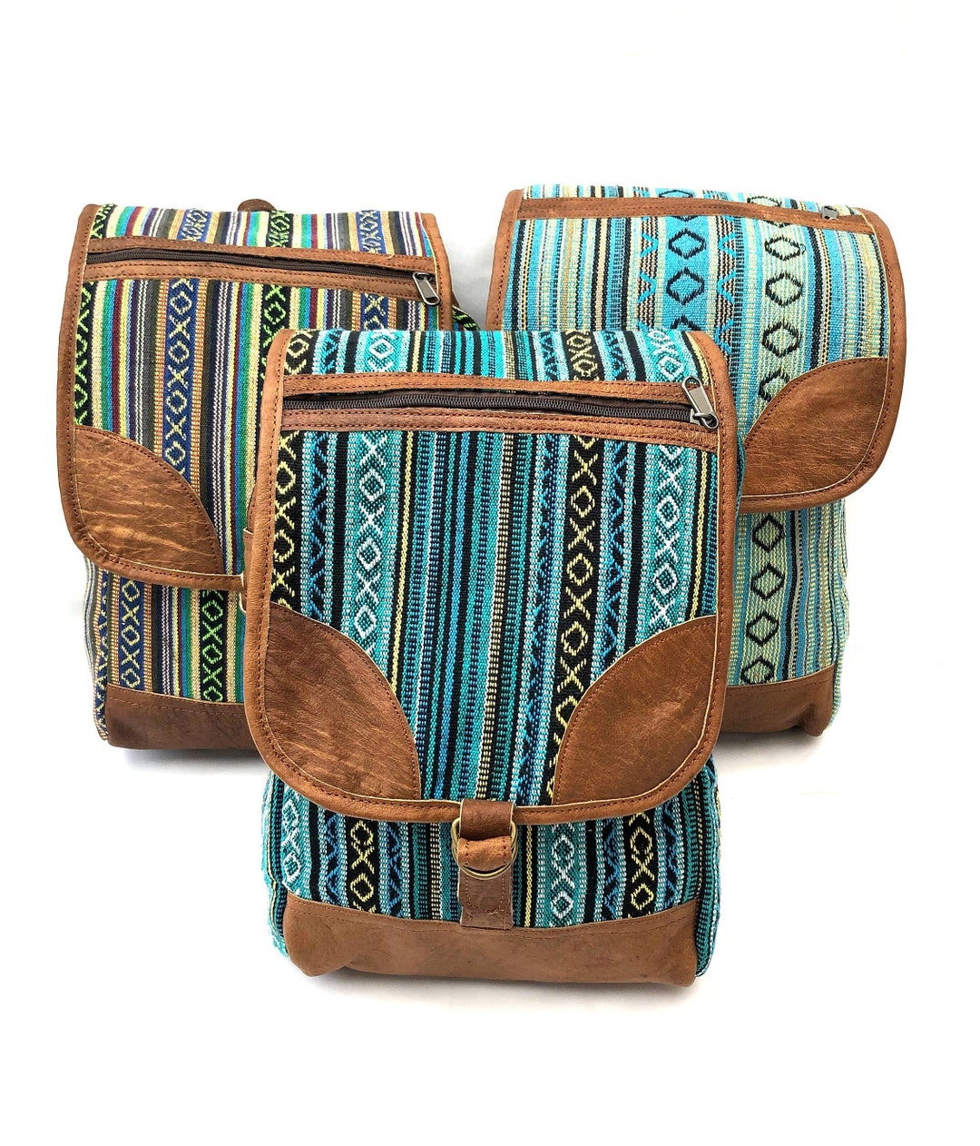 Backpack Fair Trade Backpack Ethnic Backpack Cotton Leather - Etsy UK