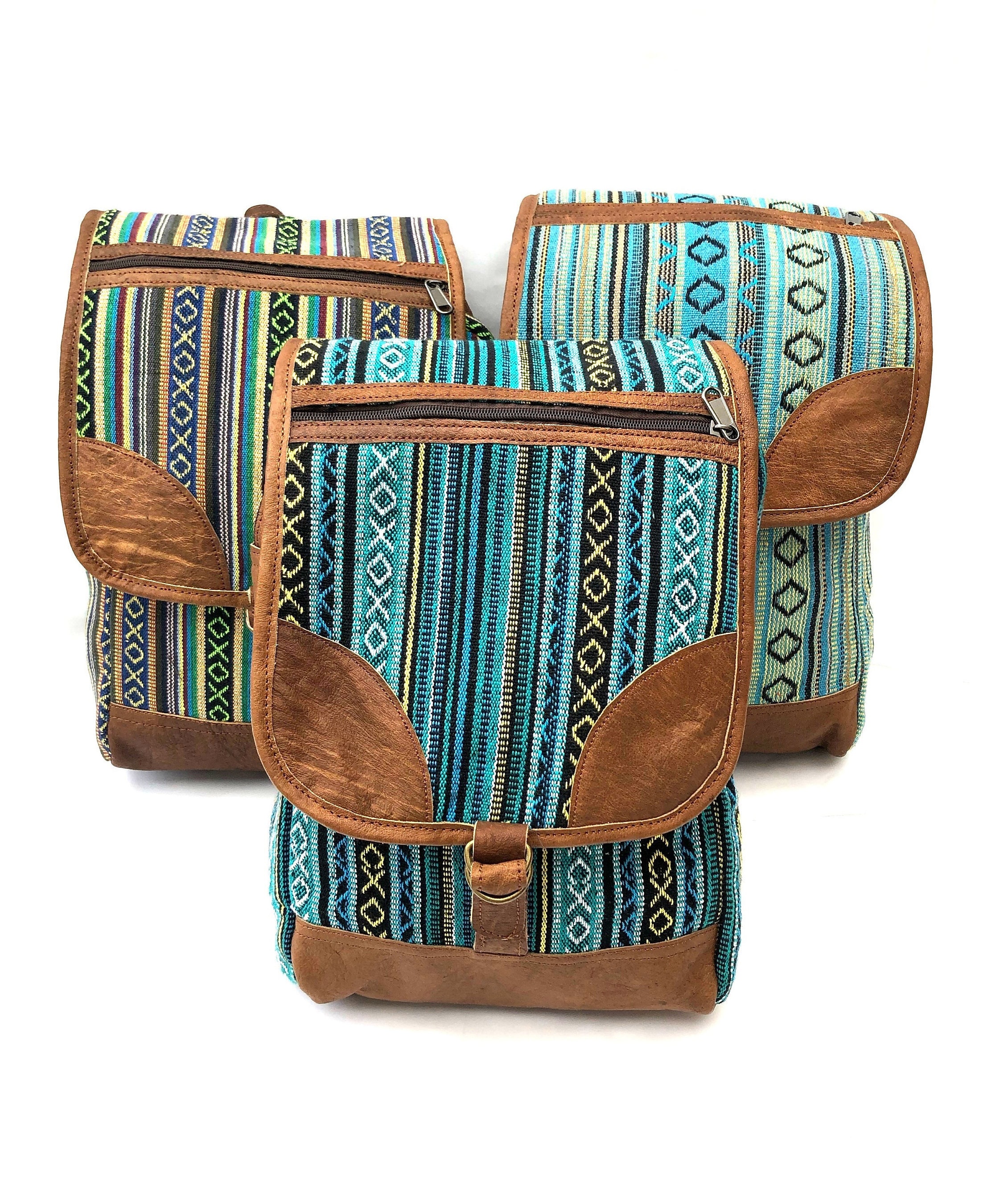 Backpack Fair Trade Backpack Ethnic Backpack Cotton Leather | Etsy