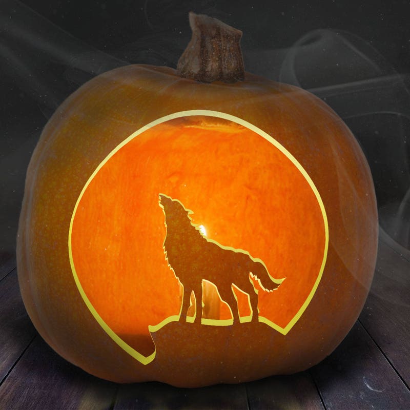 Wolf Howling Pumpkin Stencils - Etsy