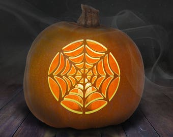 Skeleton & Spider Web Printable Stencil Halloween Pumpkin Carving ...