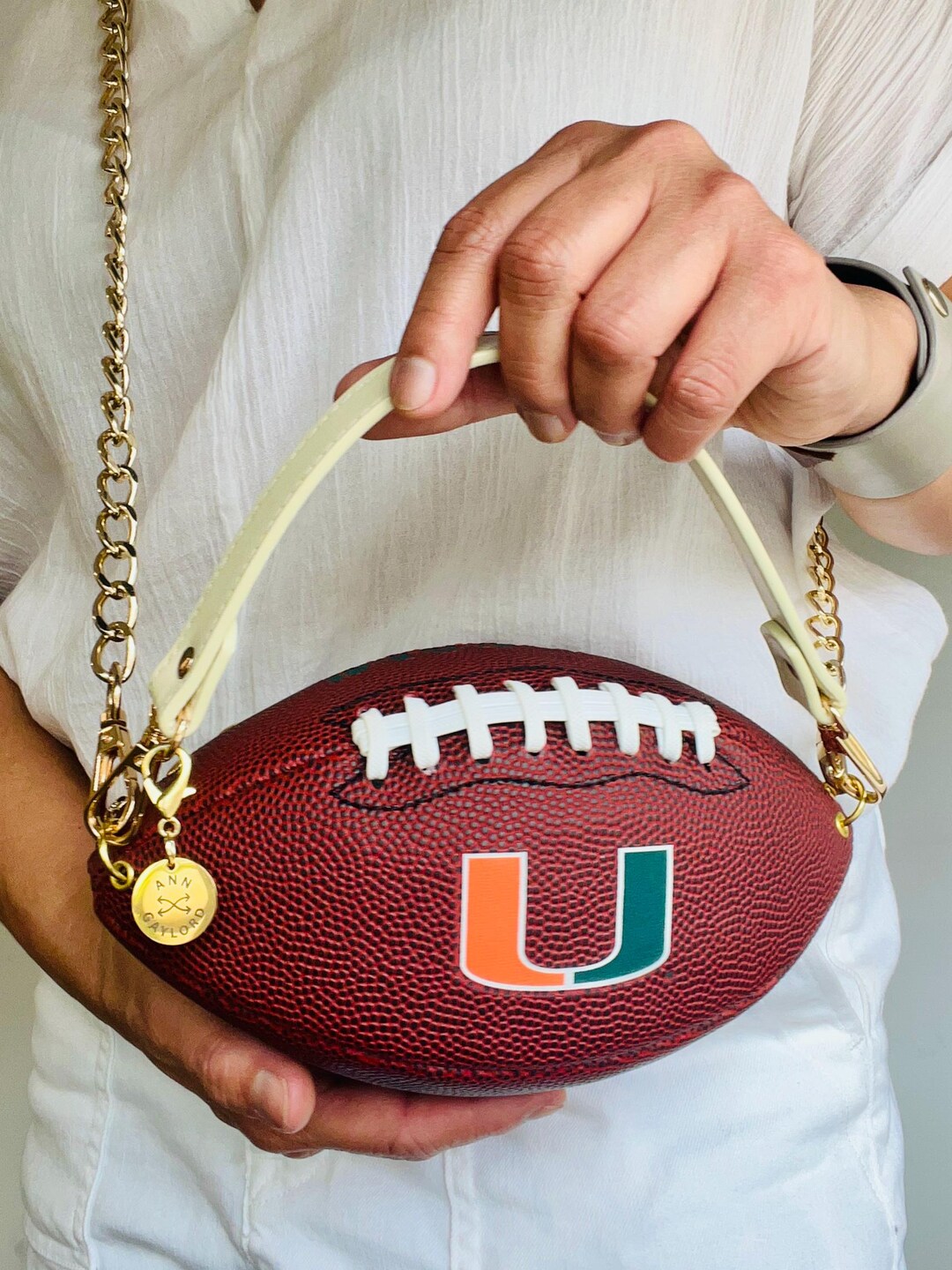 Miami Hurricanes Football Purse Made With Authentic Football Crossbody ...