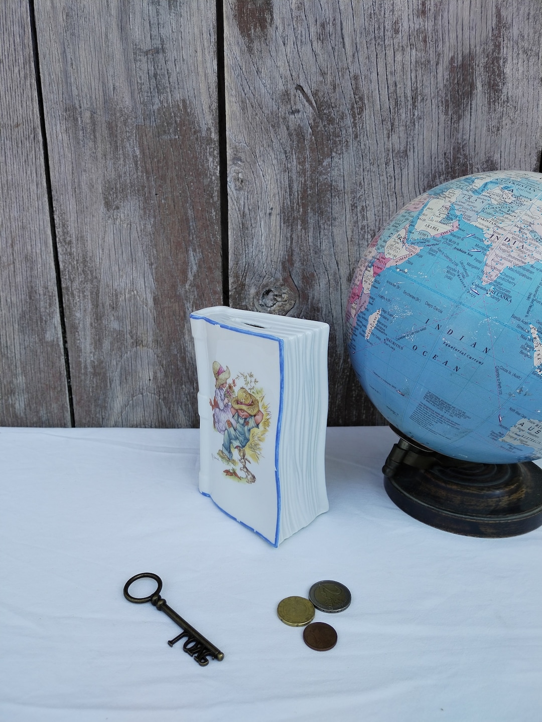 Old Porcelain Piggy Bank Vintage Book Shape Decor Sarah Kay - Etsy