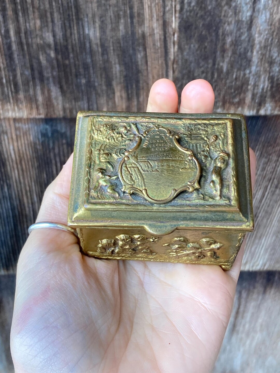Vintage Niagara Falls Souvenir Jewelry Box With Embossed Scenes of ...