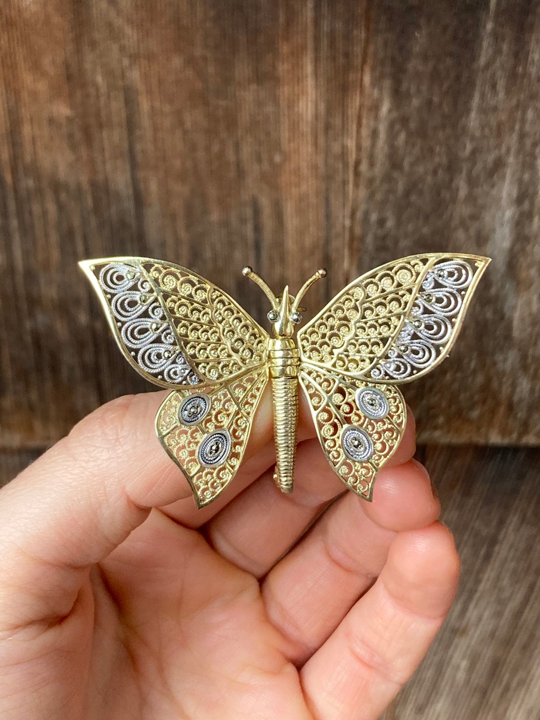 Vintage Alice Caviness Sterling Germany Butterfly Brooch With Gold ...
