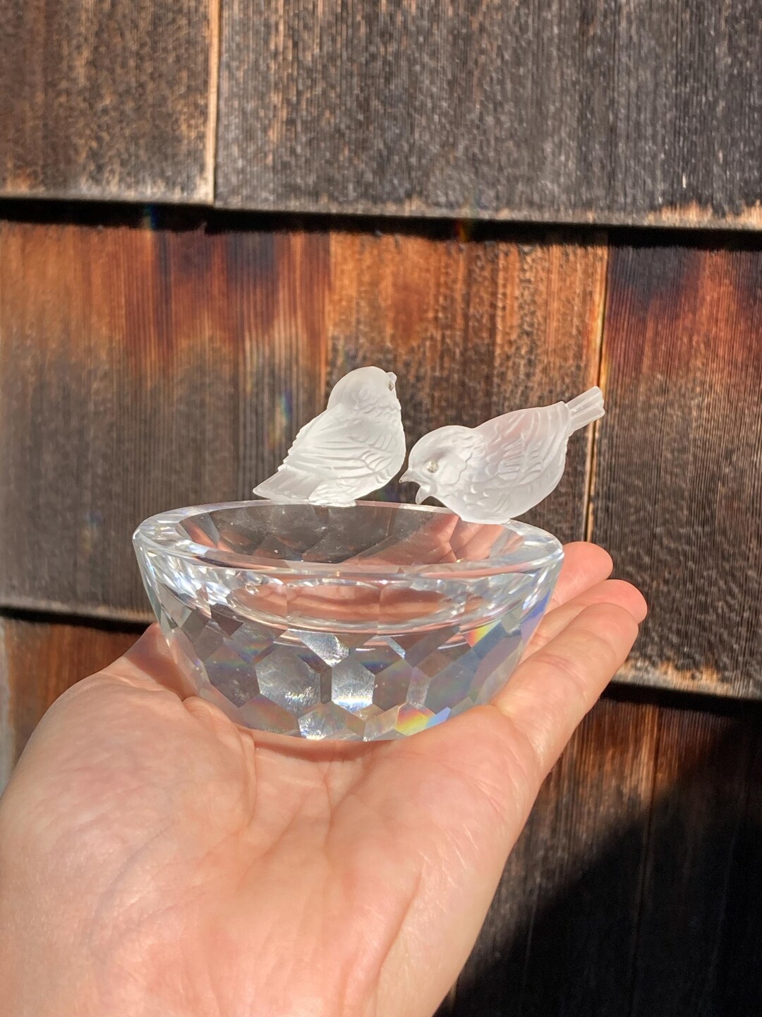 Vintage Swarovski Crystal Bird Bath Dish With Faceted Base and Two ...