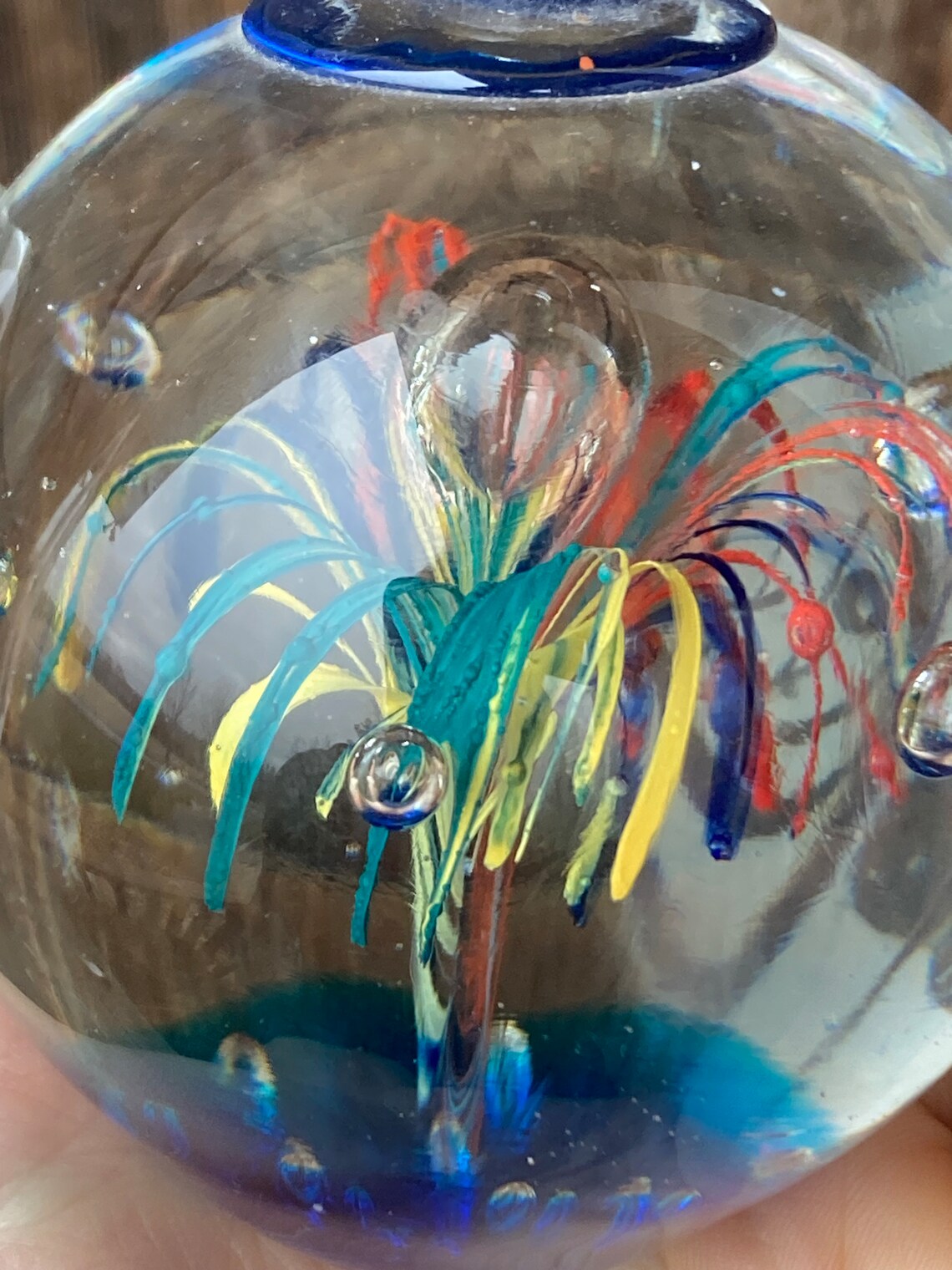 Vintage Glass Teapot Paperweight With Colorful Fountain Design and ...