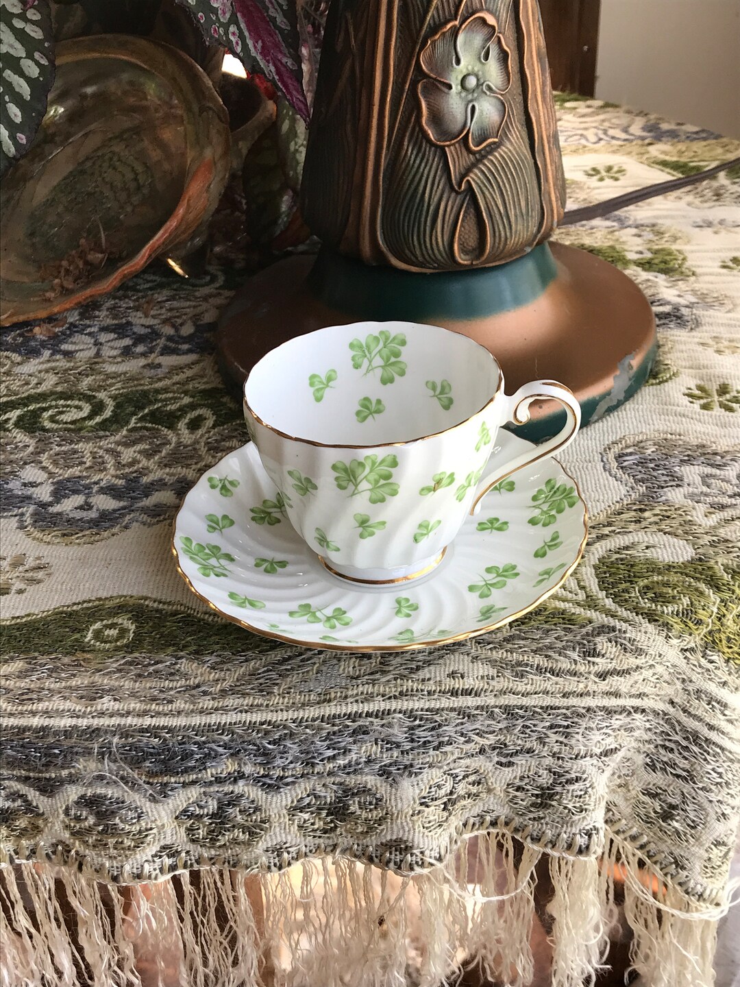 Vintage Aynsley Bone China Cup and Saucer With Clover Pattern and ...
