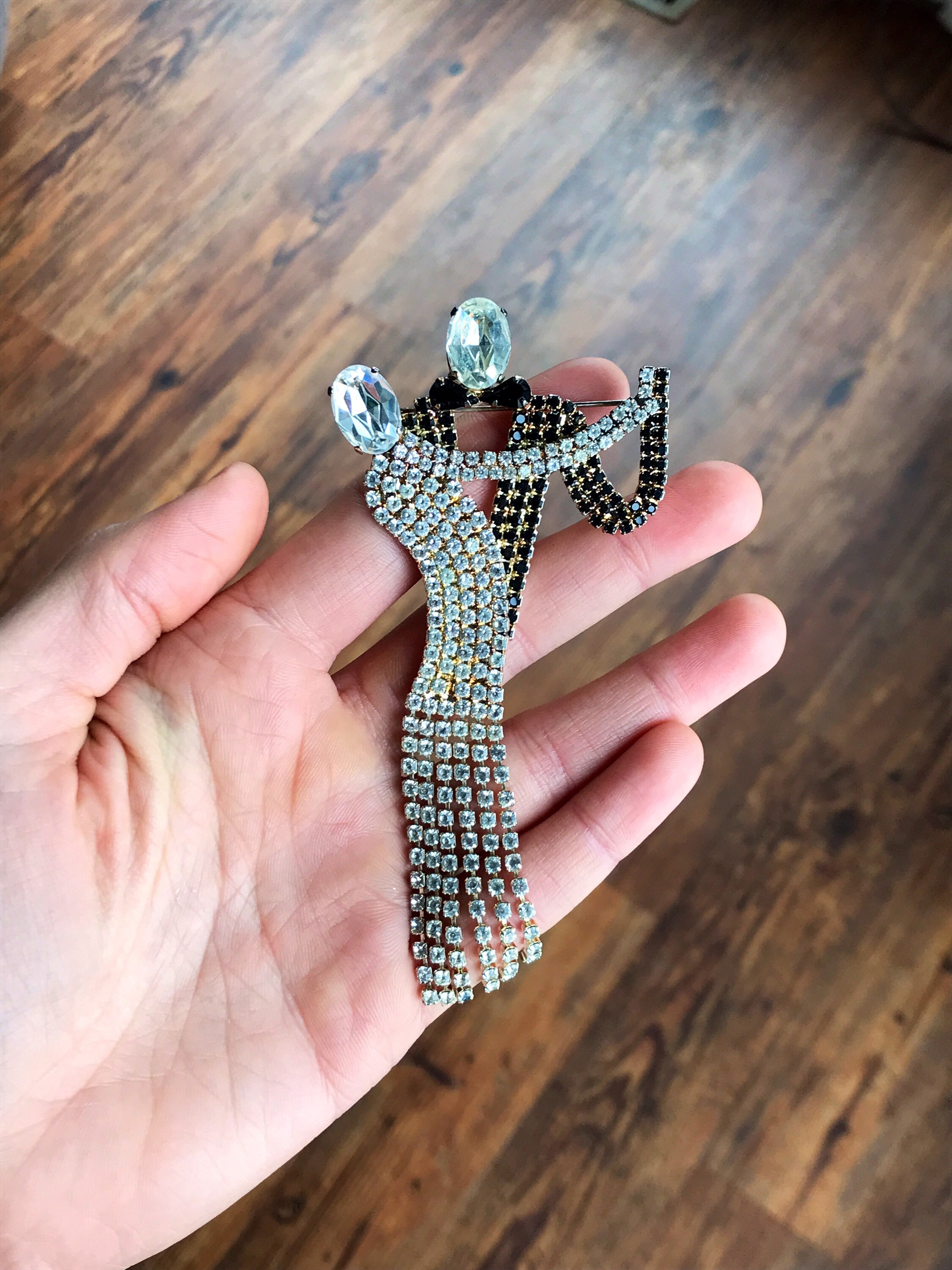 Vintage Dancing Bride and Groom Brooch Covered in Clear and - Etsy