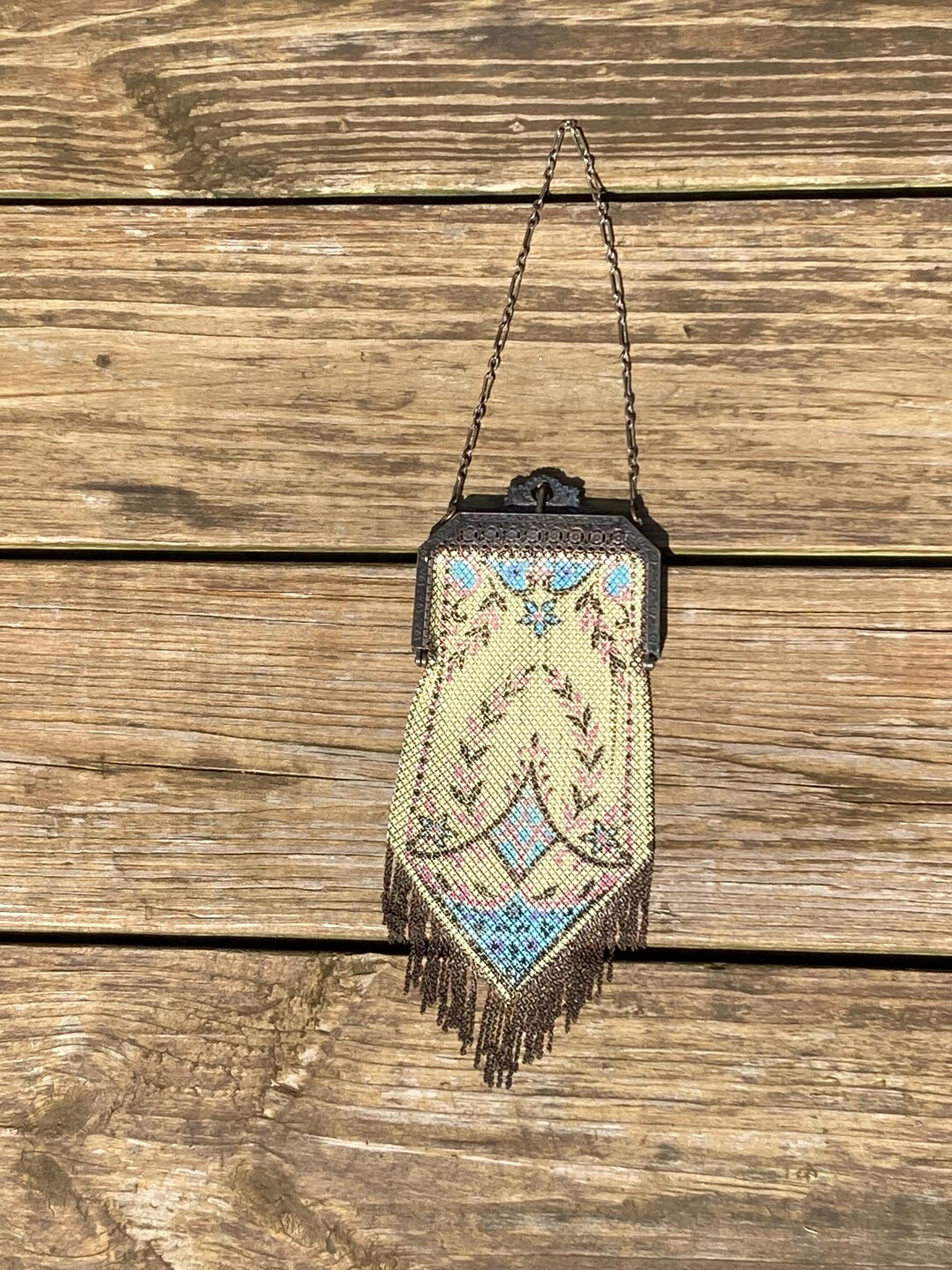 Vintage Mandalian Mfg. Co Enamel Metal Mesh Purse With Exquisite ...